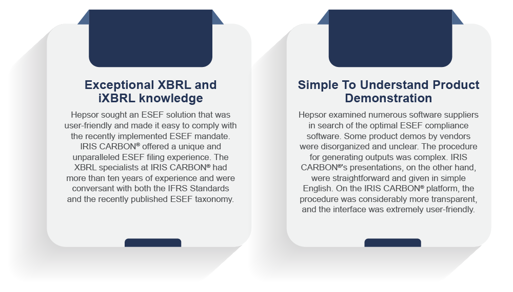 Hepsor AS ESEF Filing Using IRIS CARBON® - Case Study